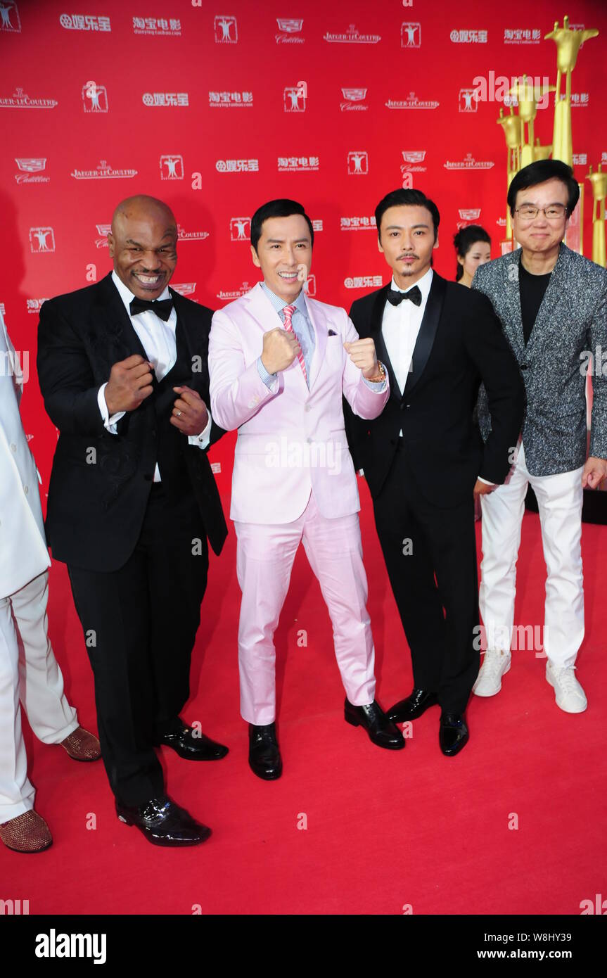 (From left) Retired American boxer Mike Tyson, Hong Kong actor Donnie ...