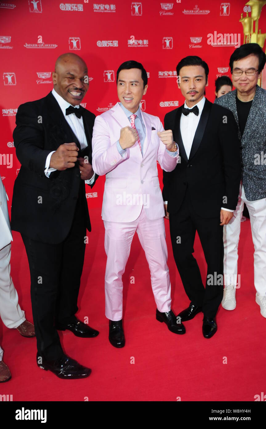 (From left) Retired American boxer Mike Tyson, Hong Kong actor Donnie ...