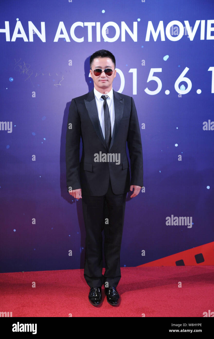 Chinese actor Wu Jing poses on the red carpet for the Jackie Chan ...