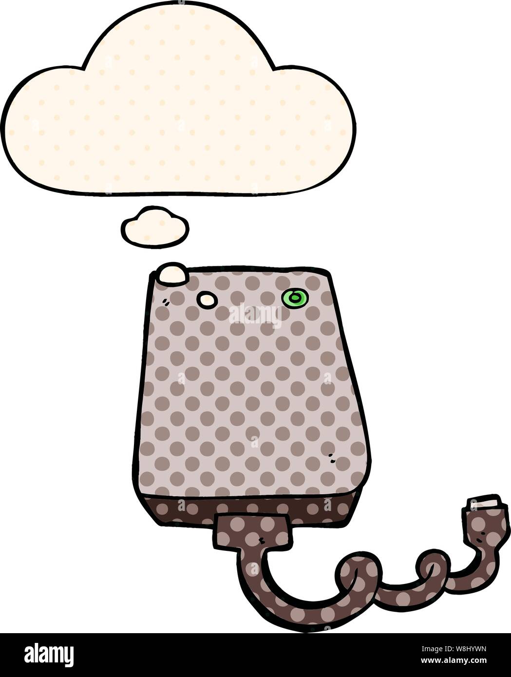 cartoon hard drive with thought bubble in comic book style Stock Vector ...