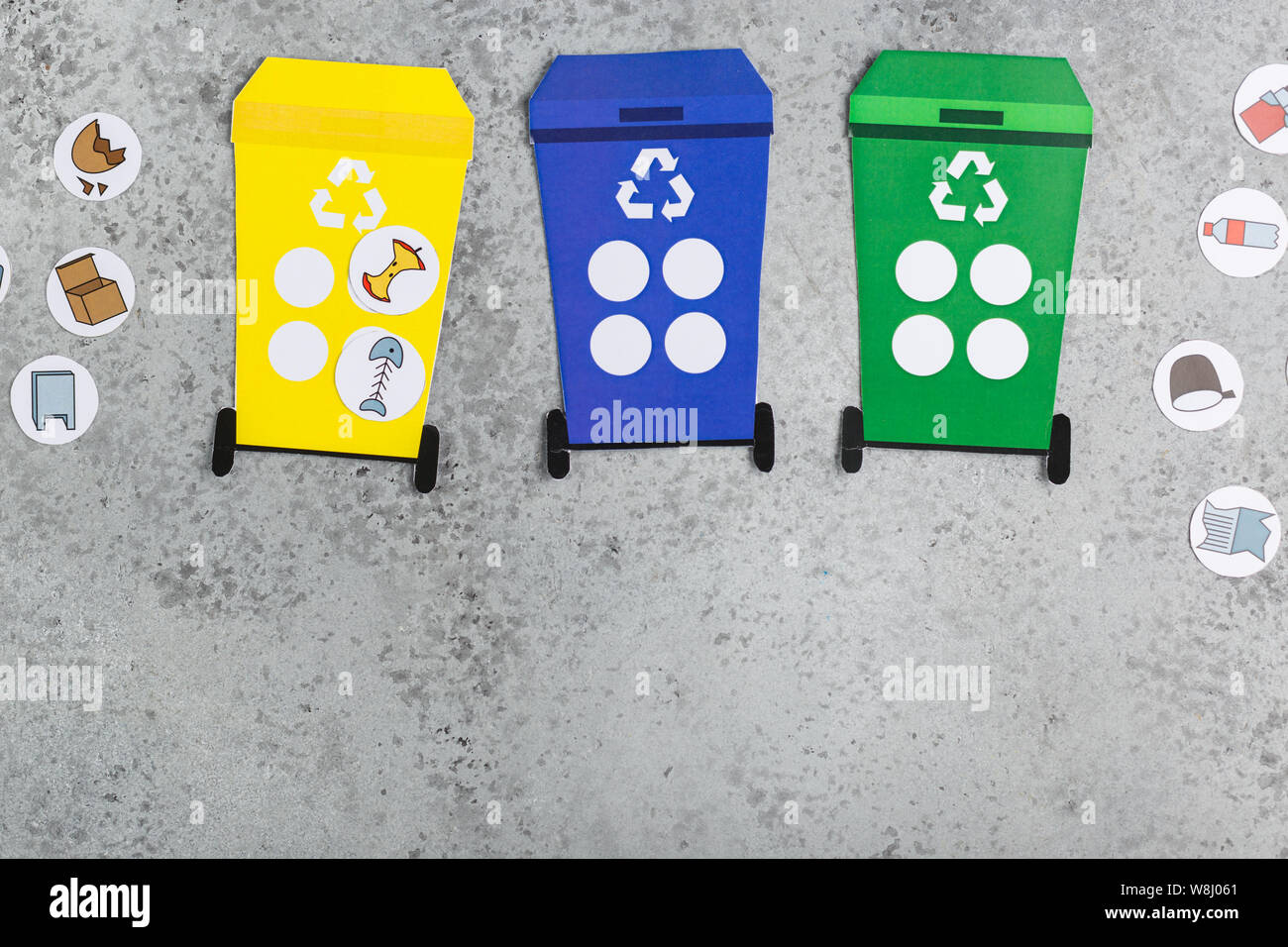 Recycling game design for children girl hands ecology education waste ...