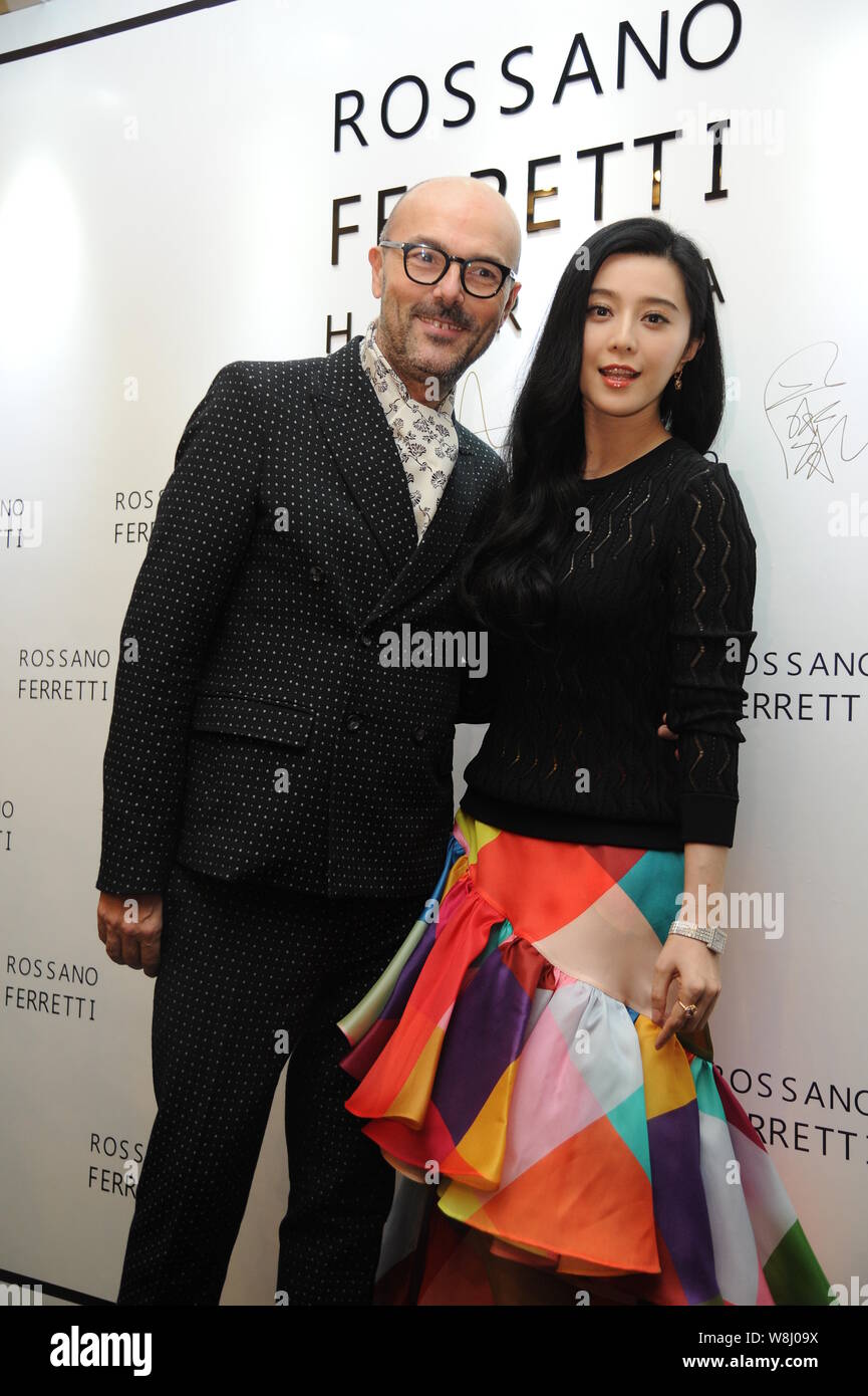Chinese actress Fan Bingbing (right) poses with executive of Rossano ...