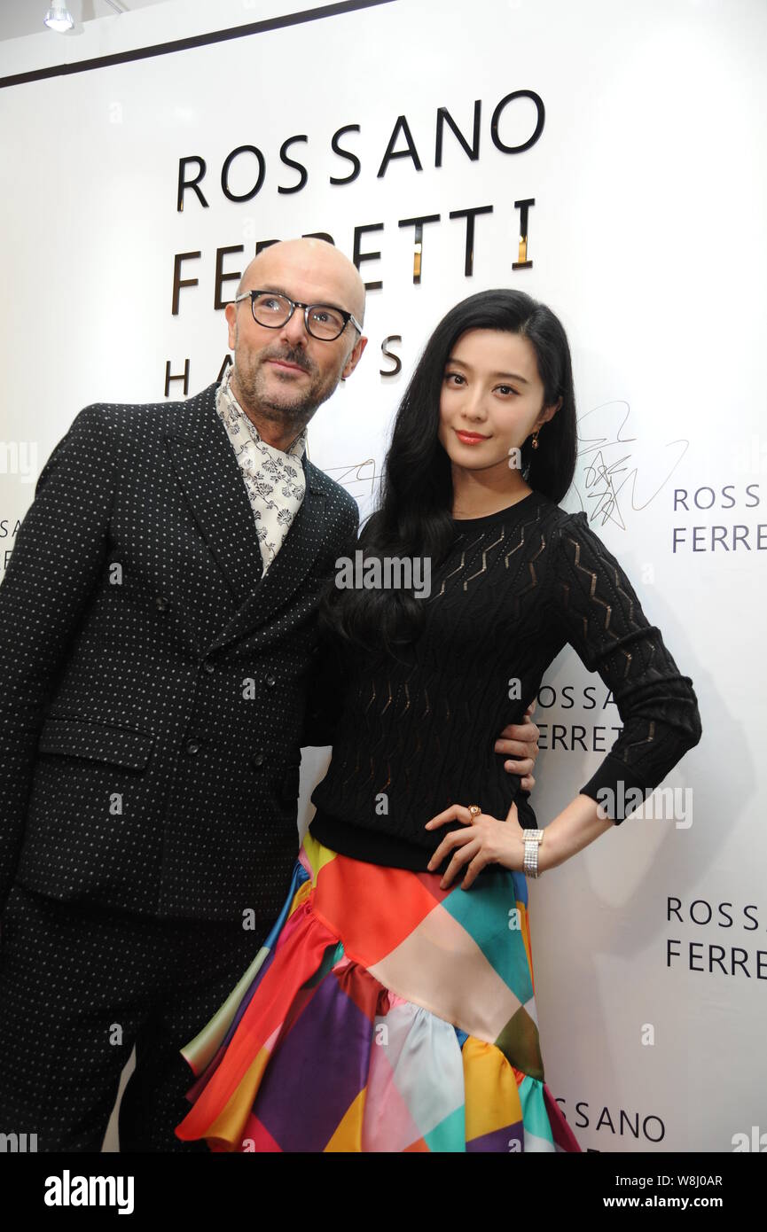 Chinese actress Fan Bingbing (right) poses with executive of Rossano ...