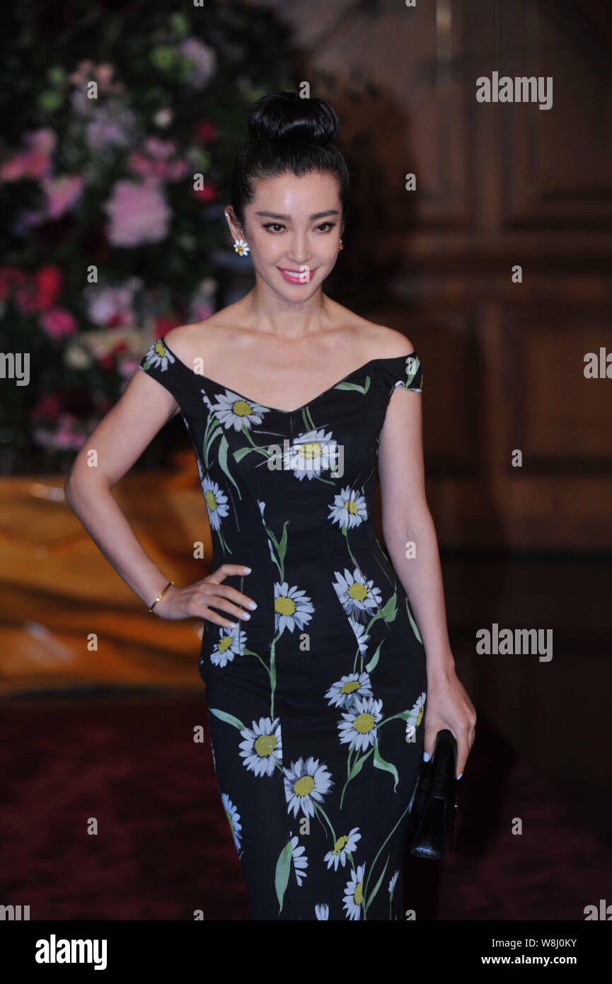 Chinese actress Li Bingbing poses at a Dolce & Gabbana VIP dinner party ...