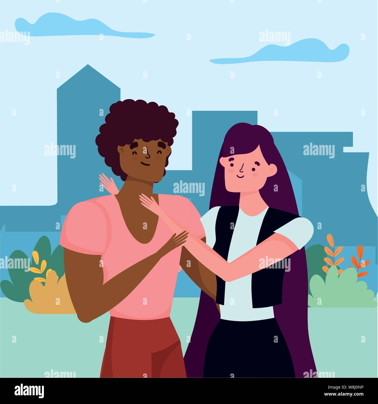 Couple of woman and man cartoon design, Relationship love romance ...