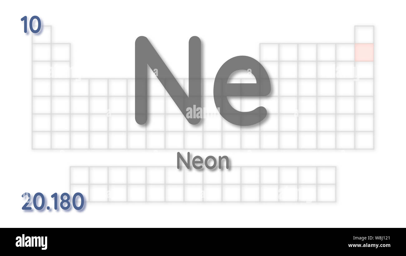 Neon chemical element atomic data and symbol illustration backdrop ...