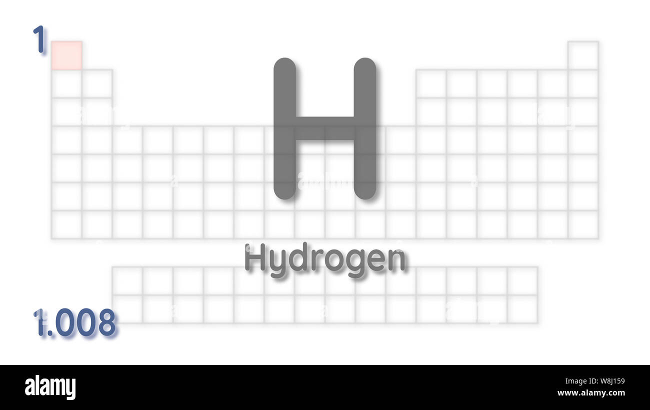 Hydrogen chemical element atomic data and symbol illustration backdrop ...
