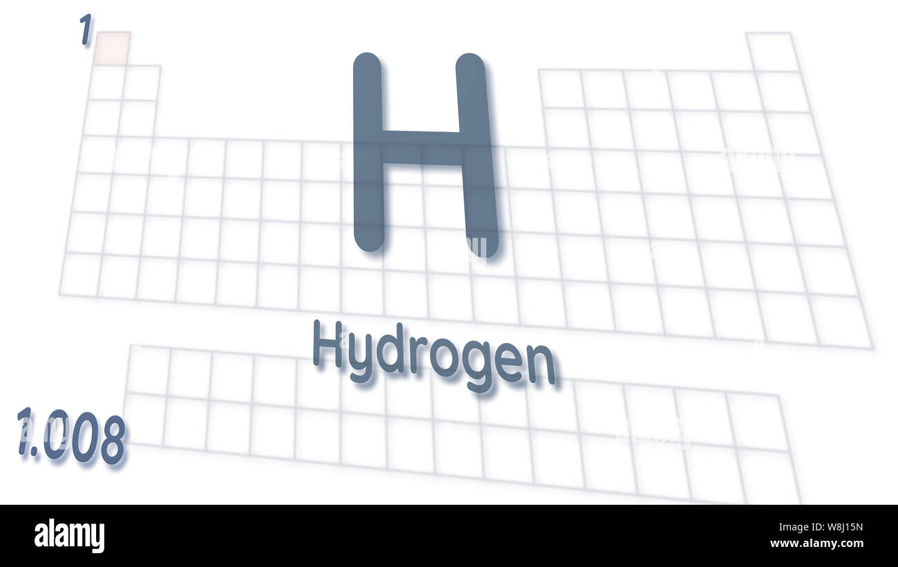 Hydrogen chemical element atomic data and symbol illustration backdrop ...