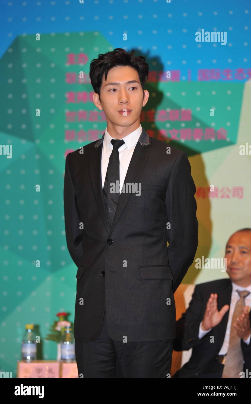 Chinese actor Jing Boran poses during a press conference for UN-Habitat ...