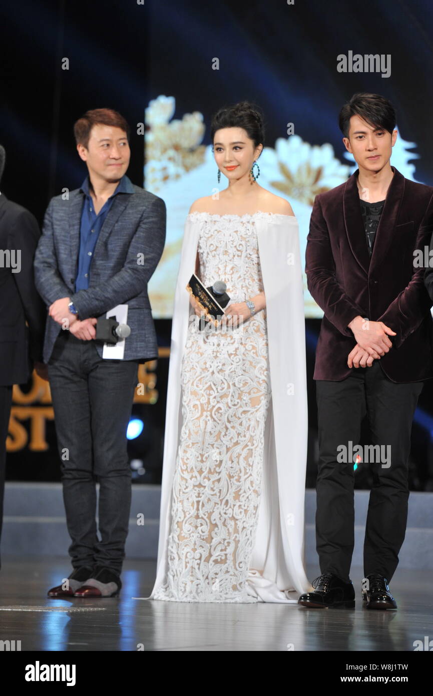 (From left) Hong Kong actor Leon Lai, Chinese actress Fan Bingbing and ...