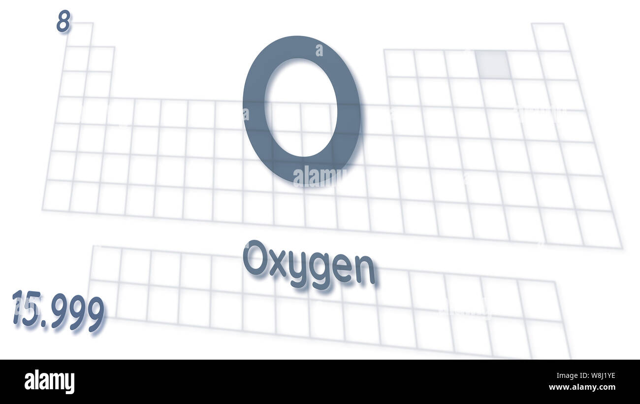 Oxygen chemical element atomic data and symbol illustration backdrop ...