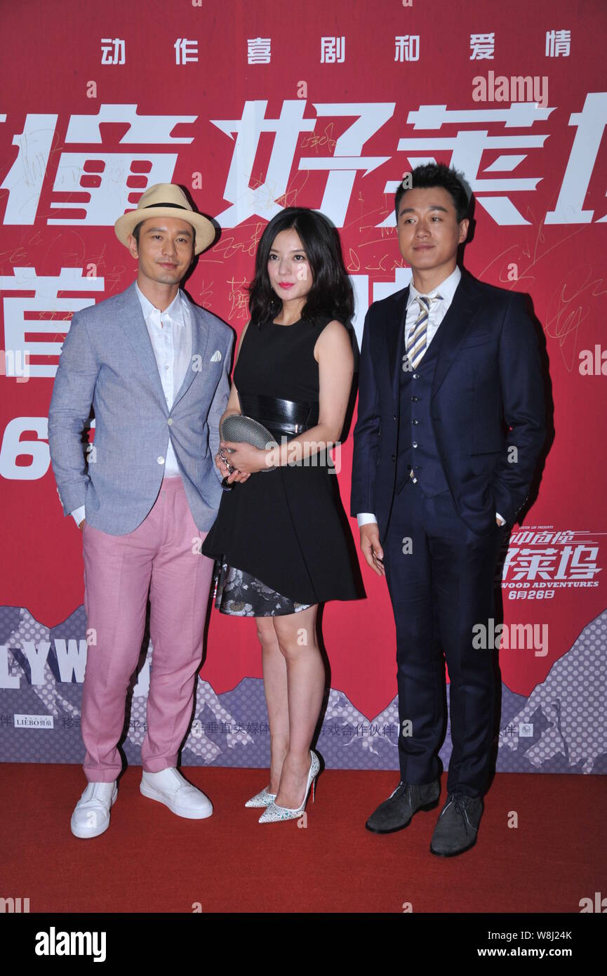 (From left) Chinese actor Huang Xiaoming, actress Zhao Wei and actor ...