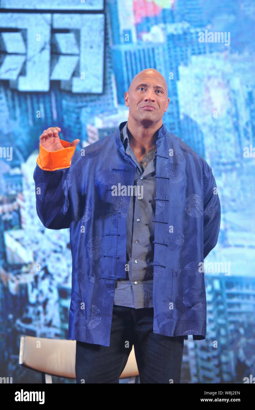 American actor Dwayne Johnson dressed in a traditional Chinese Tang ...