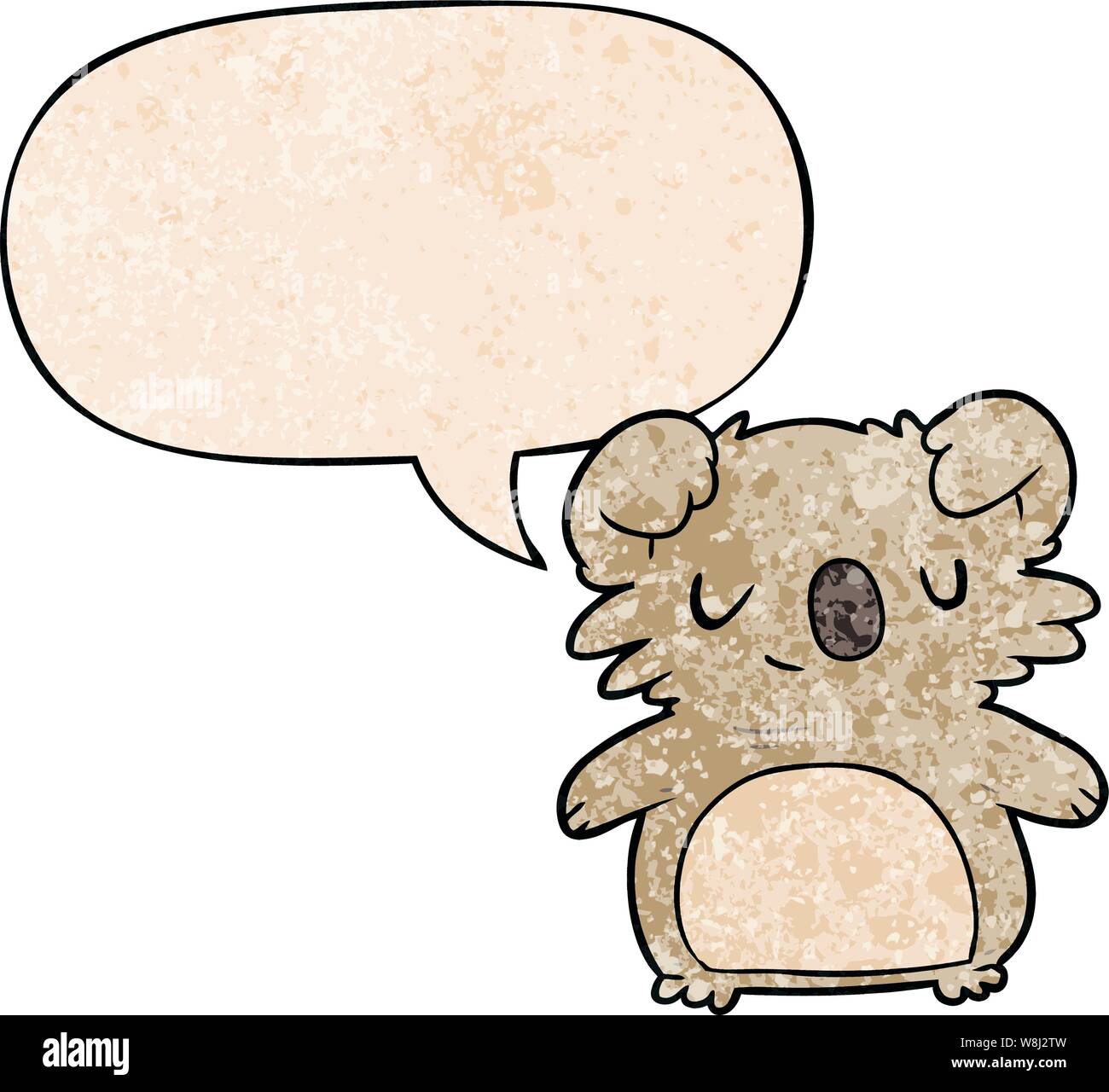 cute cartoon koala with speech bubble in retro texture style Stock ...