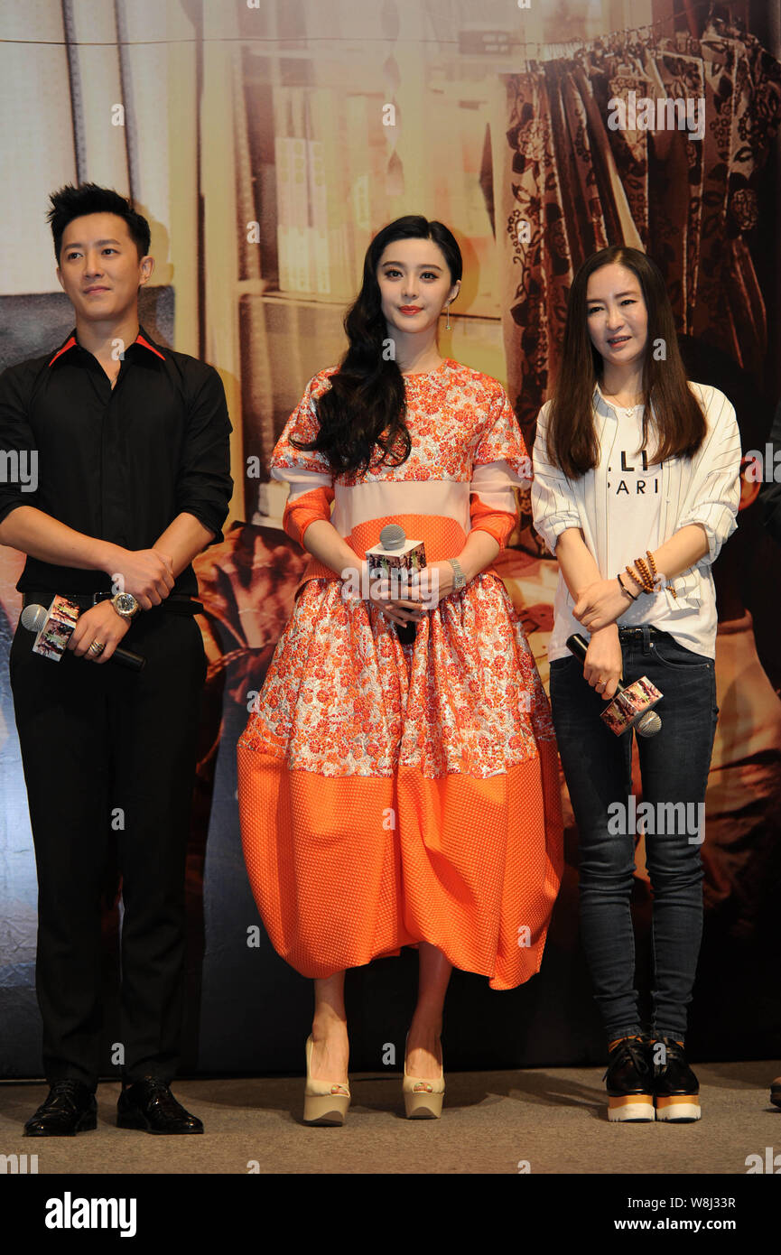 (From left) Chinese actor Han Geng, actress Fan Bingbing and director ...