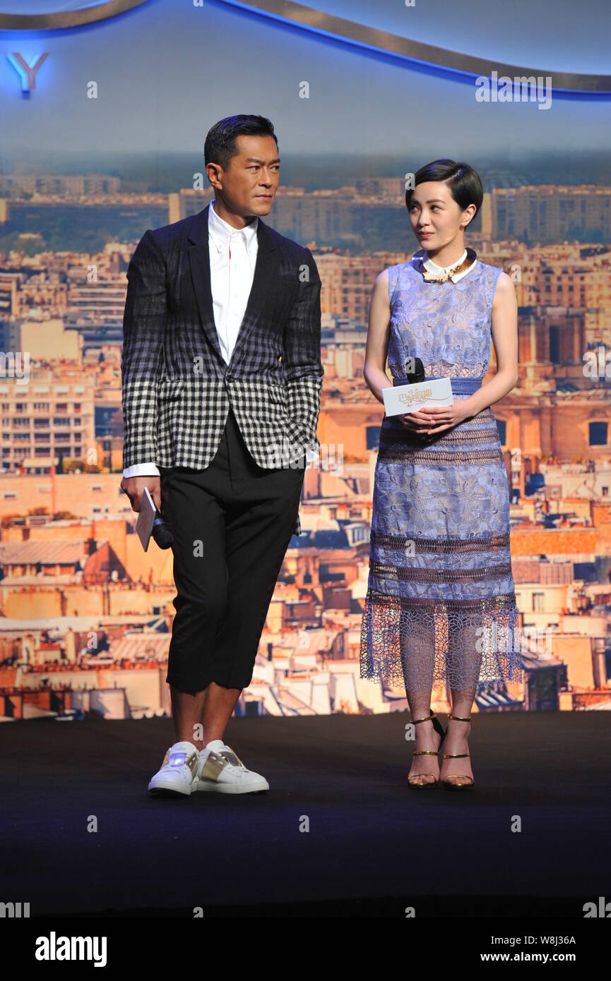 Taiwanese actress Amber Kuo, right, and Hong Kong actor Louis Koo ...