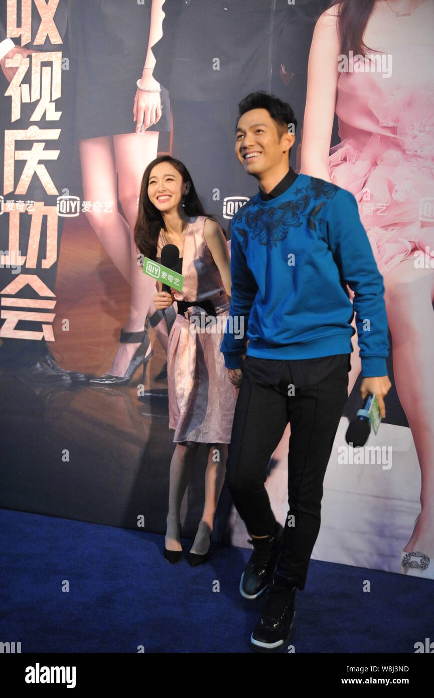 Chinese actress Tang Yan, left, and Hong Kong actor Wallace Chung ...
