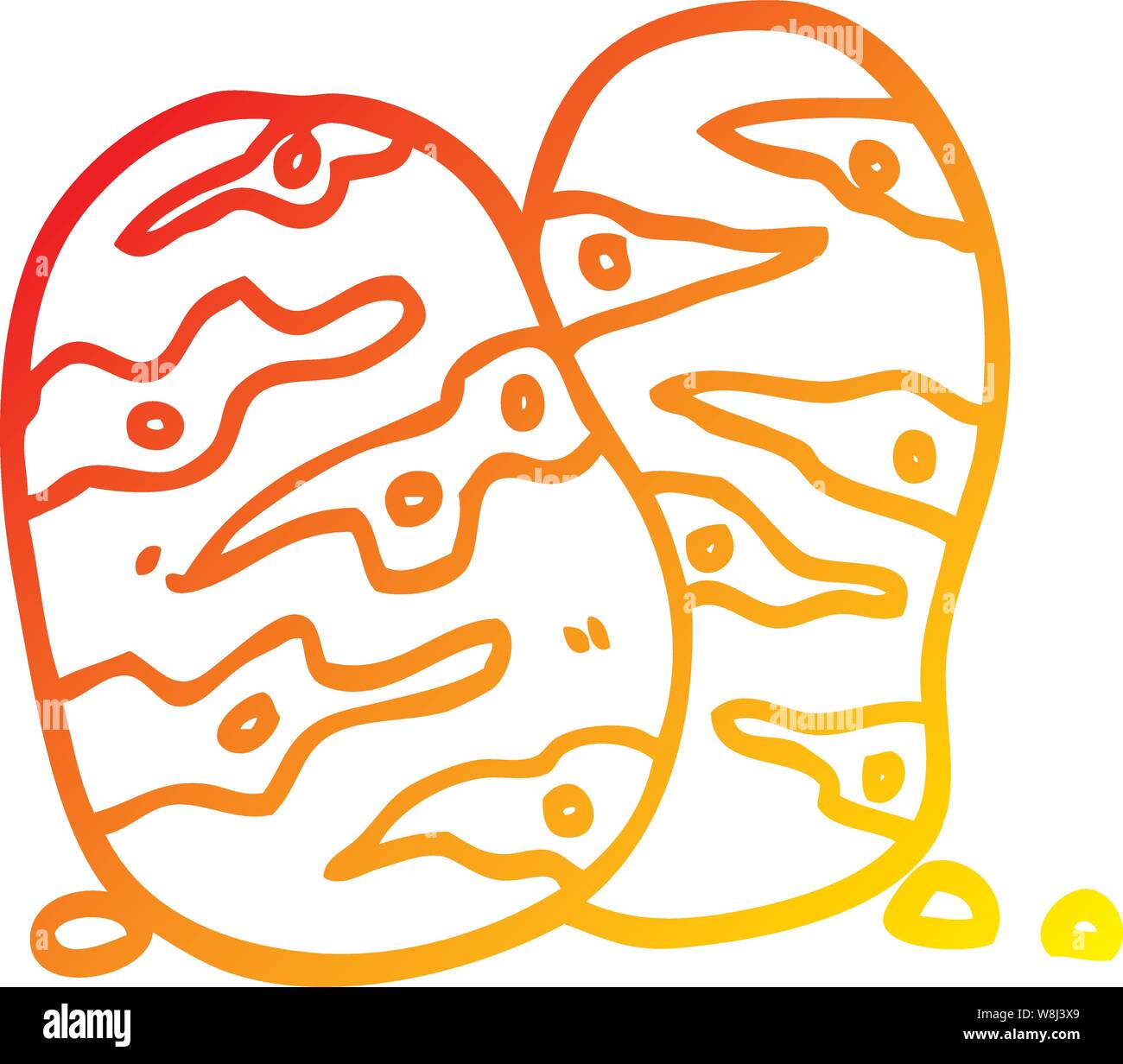 warm gradient line drawing of a cartoon potatoes Stock Vector Image ...