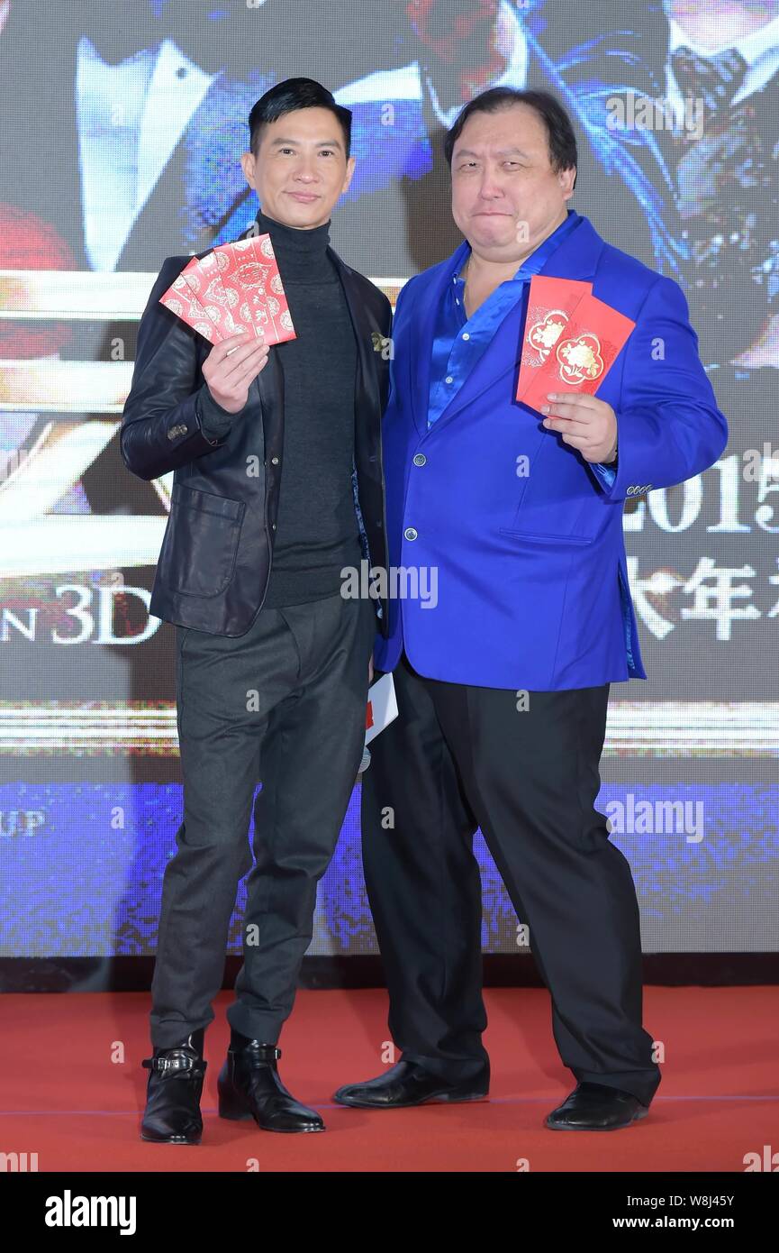 Hong Kong actor Nick Cheung, left, and Hong Kong director Jing Wong ...