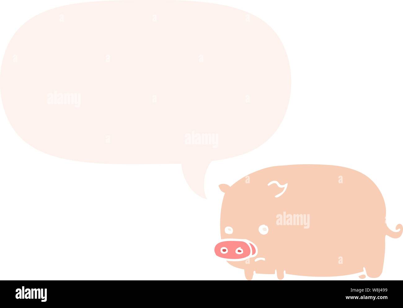 cute cartoon pig with speech bubble in retro style Stock Vector Image ...
