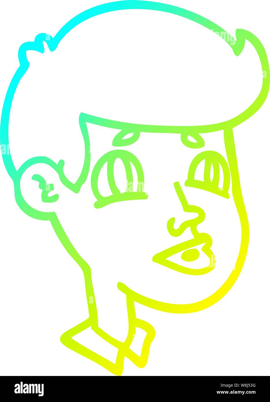 cold gradient line drawing of a cartoon boy face Stock Vector Image ...