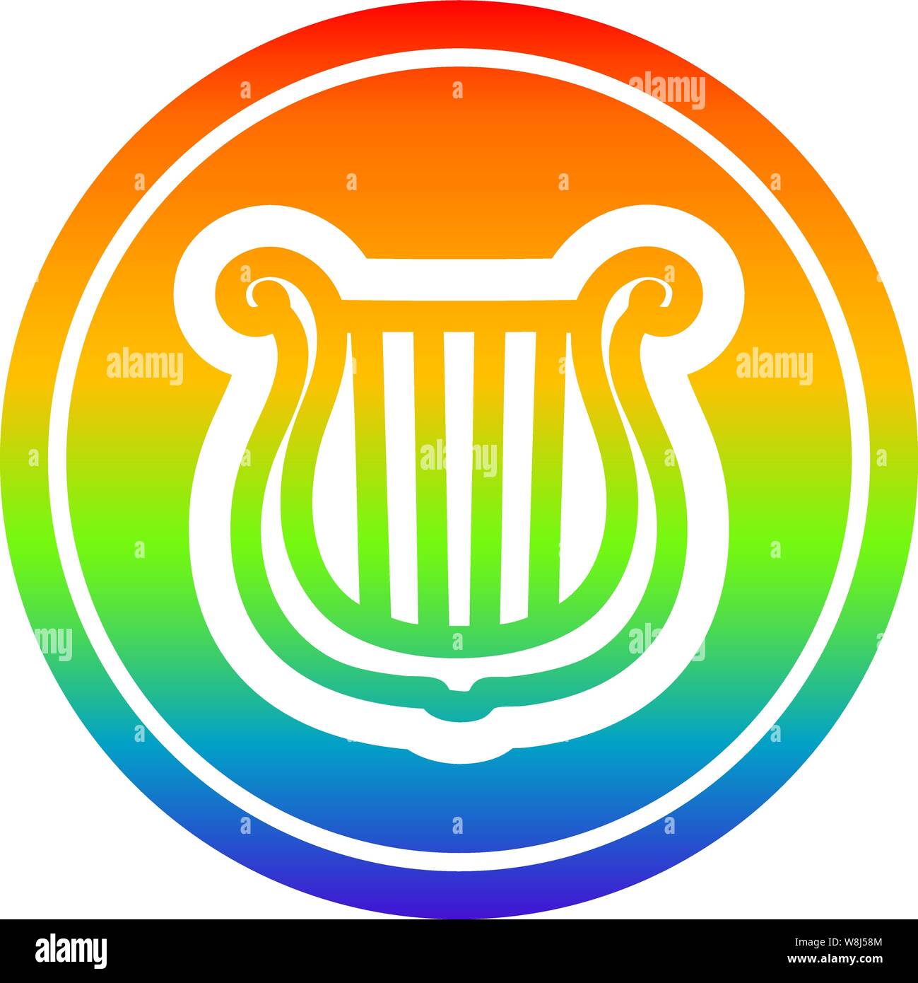musical instrument harp circular icon with rainbow gradient finish Stock Vector Image & Art - Alamy