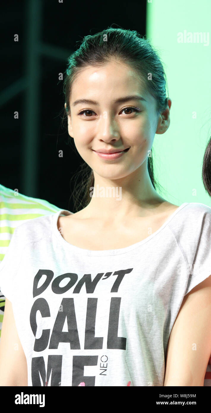 Hong Kong actress Angelababy poses during a promotional event for Adidas NEO Label in Shanghai ...