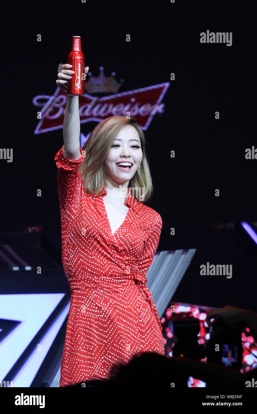 Chinese singer Zhang Liangying poses during the 2015 Budweiser Storm ...