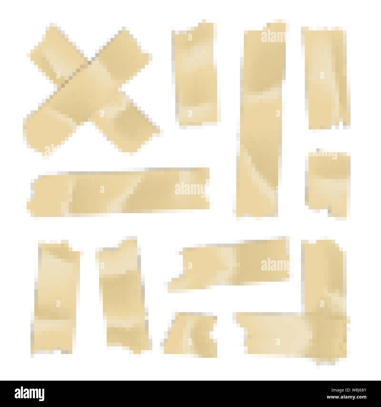 Adhesive tape set. Sticky paper strip isolated on white background ...