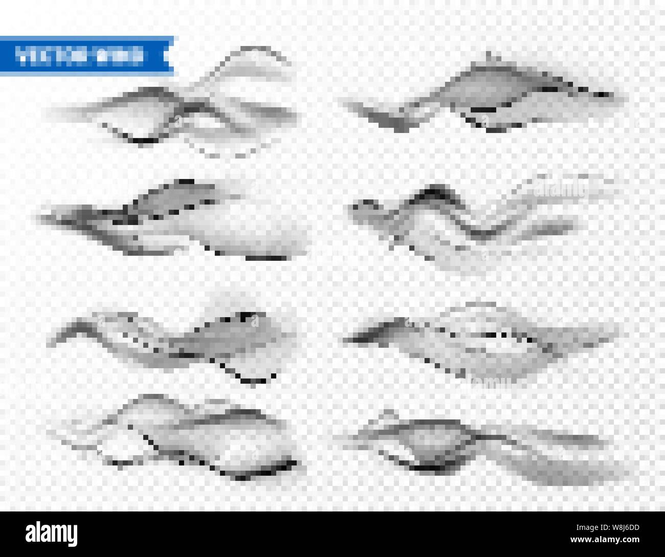 Realistic Wind Set on Transparent Background. Vector Vapor in Air ...