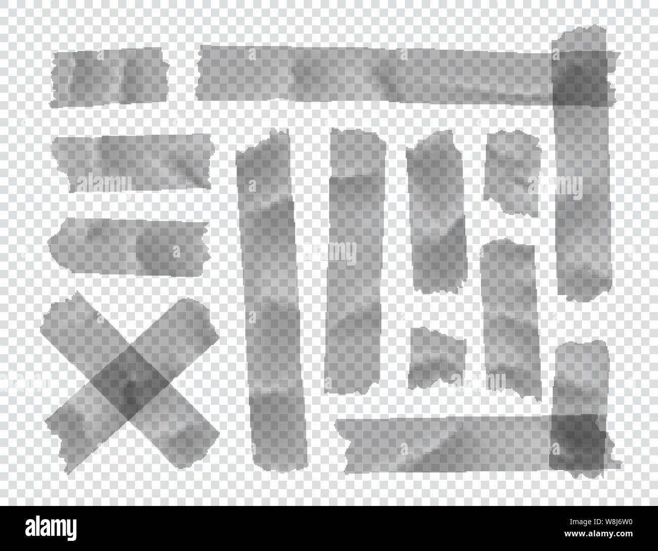 Adhesive tape set. Sticky paper strip isolated on transparent ...