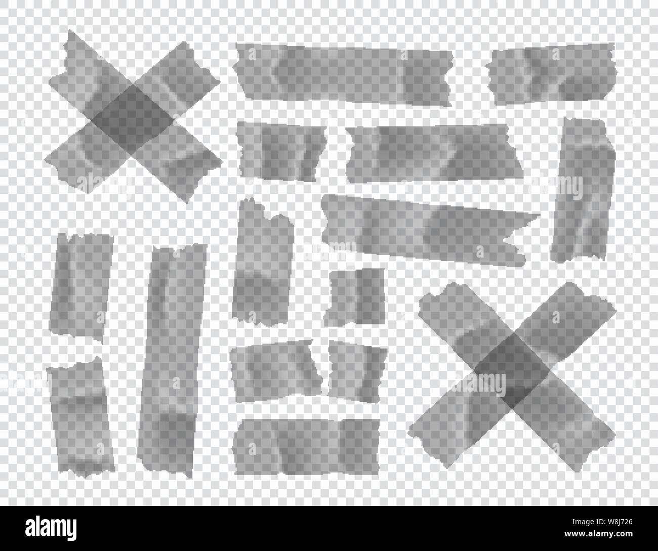 Adhesive tape set. Sticky paper strip isolated on transparent ...