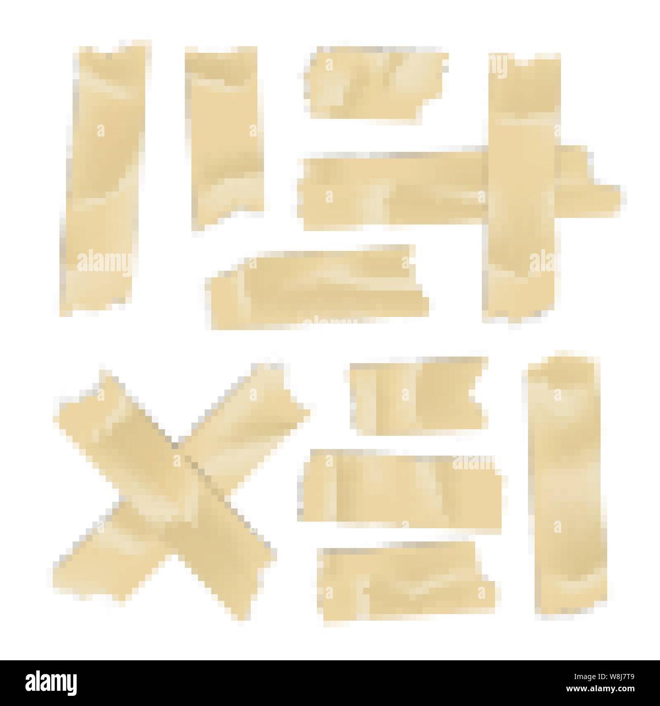 Adhesive tape set. Sticky paper strip isolated on white background ...