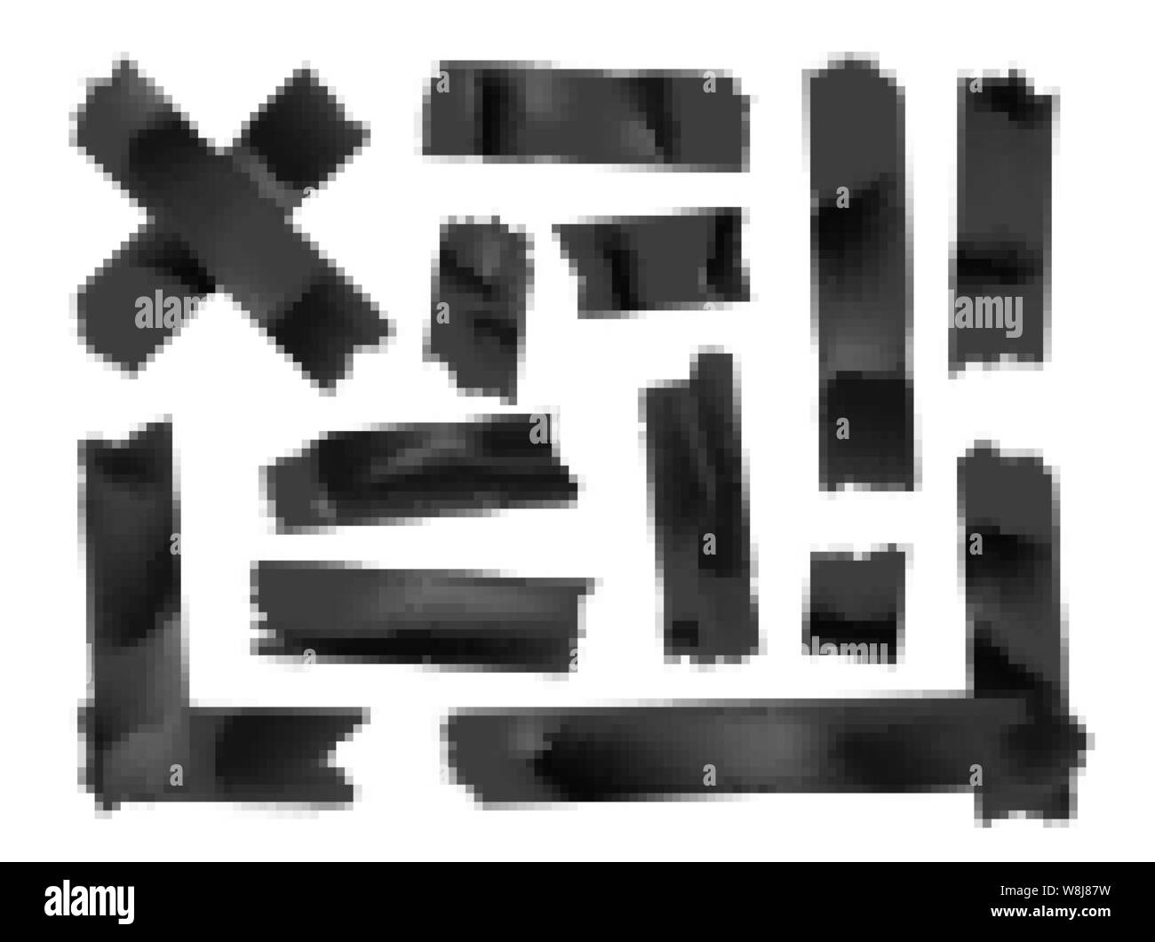 Adhesive tape set. Sticky paper strip isolated on white background ...