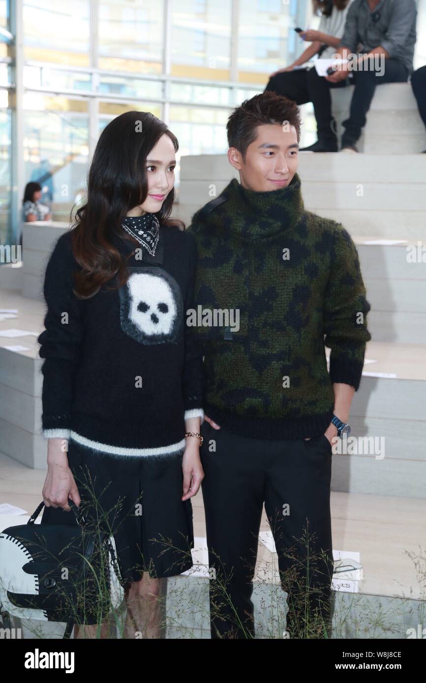 Chinese actress Tang Yan, left, and actor Dou Xiao attend the Coach ...