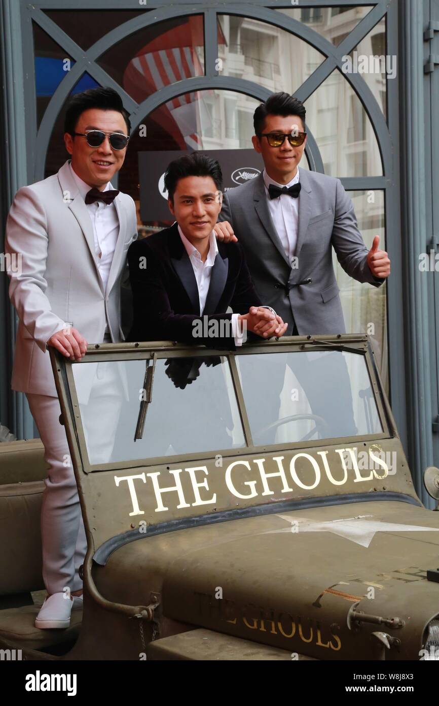 (From left) Chinese actors Huang Bo, Chen Kun and Xia Yu pose at a ...