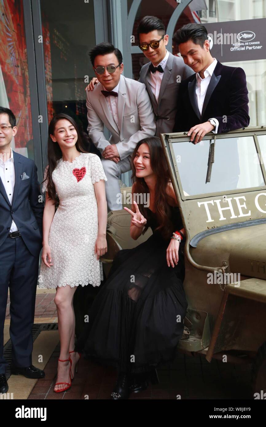 Cast members pose at a photocall for their movie "The Ghouls" during ...