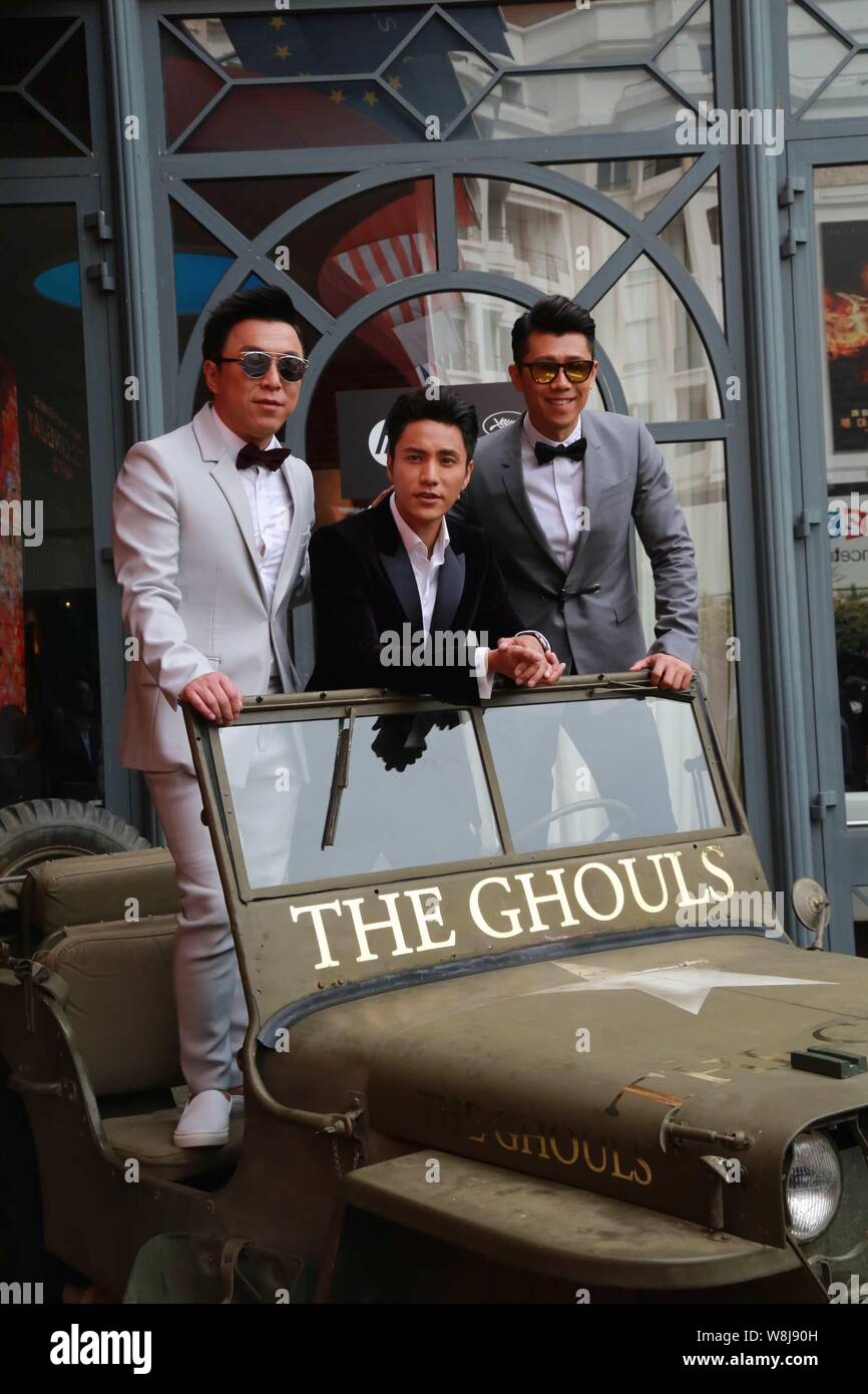(From left) Chinese actors Huang Bo, Chen Kun and Xia Yu pose at a ...