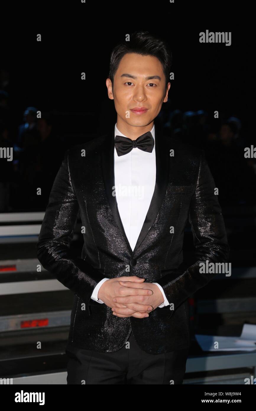 Chinese actor Zhu Yawen poses at the Dsquared2 2015 Fall/Winter fashion ...