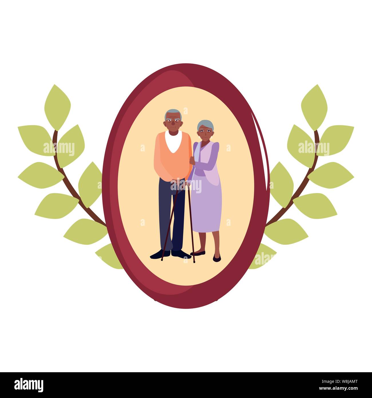 happy grandparents day - cute couple grandpa and grandma picture vector ...