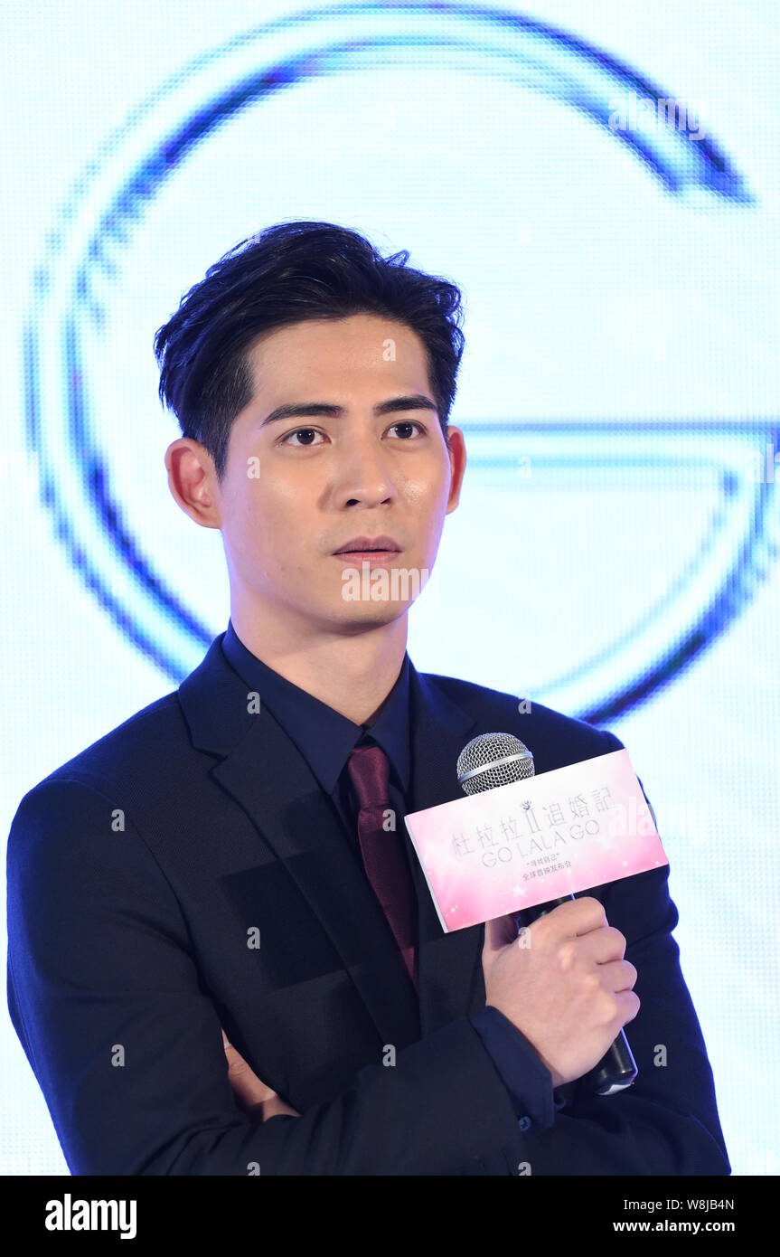 Taiwanese singer and actor Vic Chou poses at a press conference for his ...