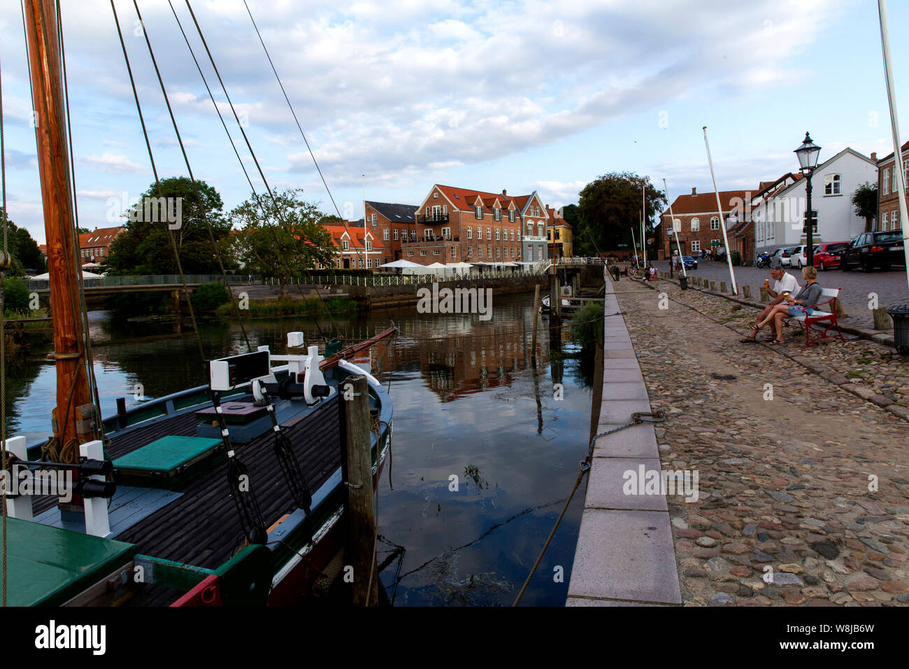 The pier at the historical town of Ribe, Denmark. Ribe can be dated to ...