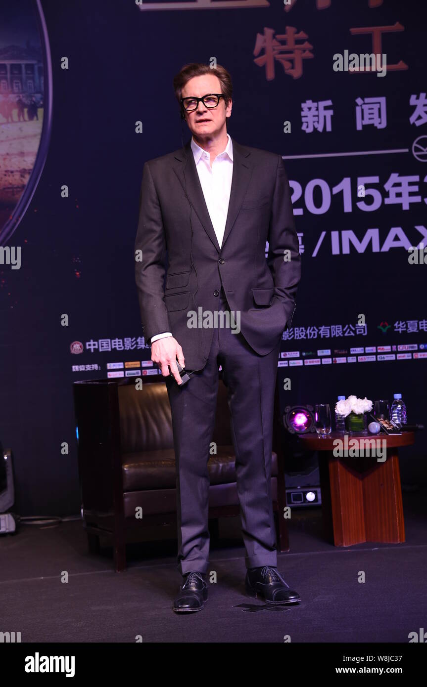 English actor Colin Firth poses during a press conference for his new ...