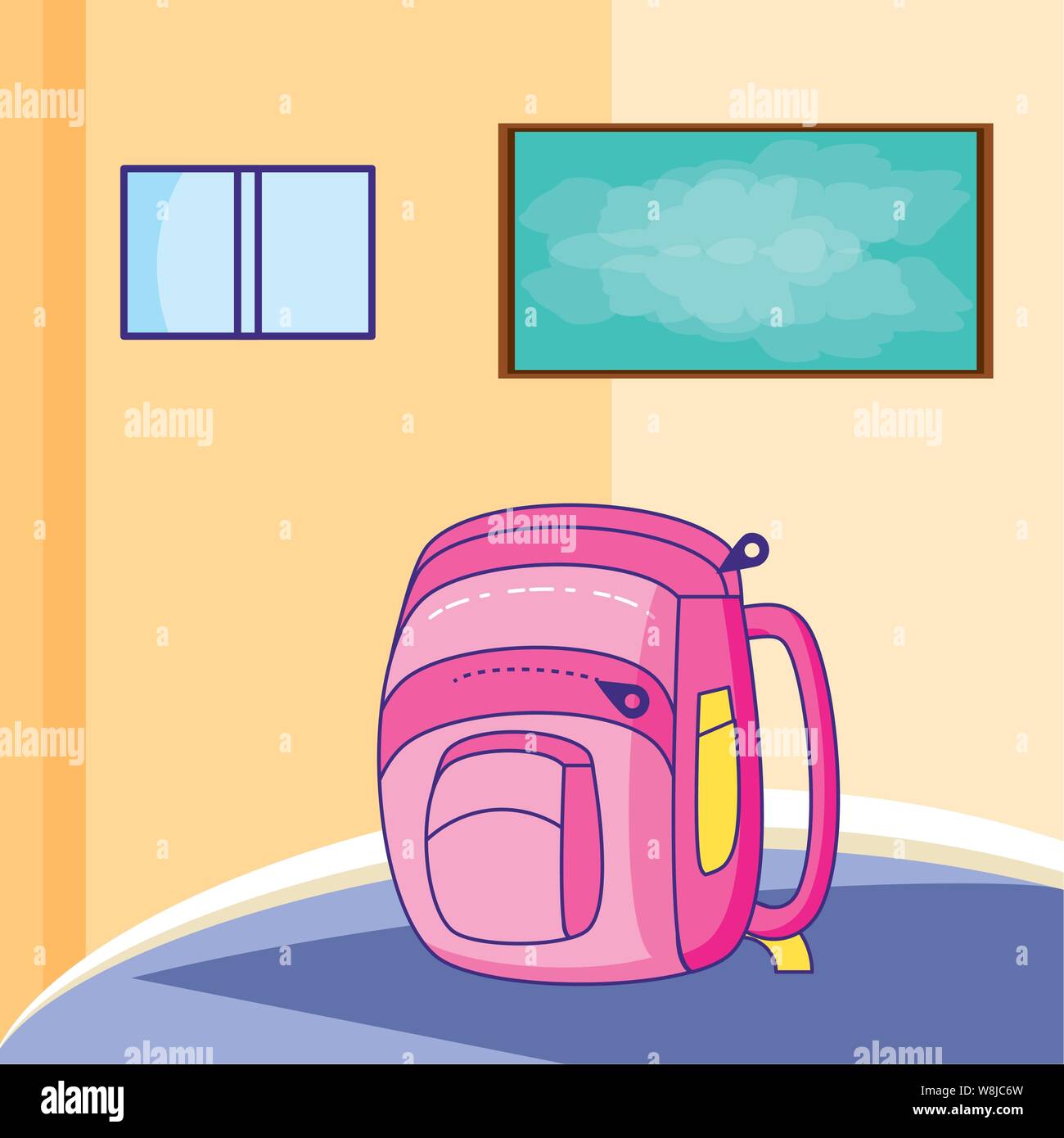 school bag in the classroom vector illustration design Stock Vector ...