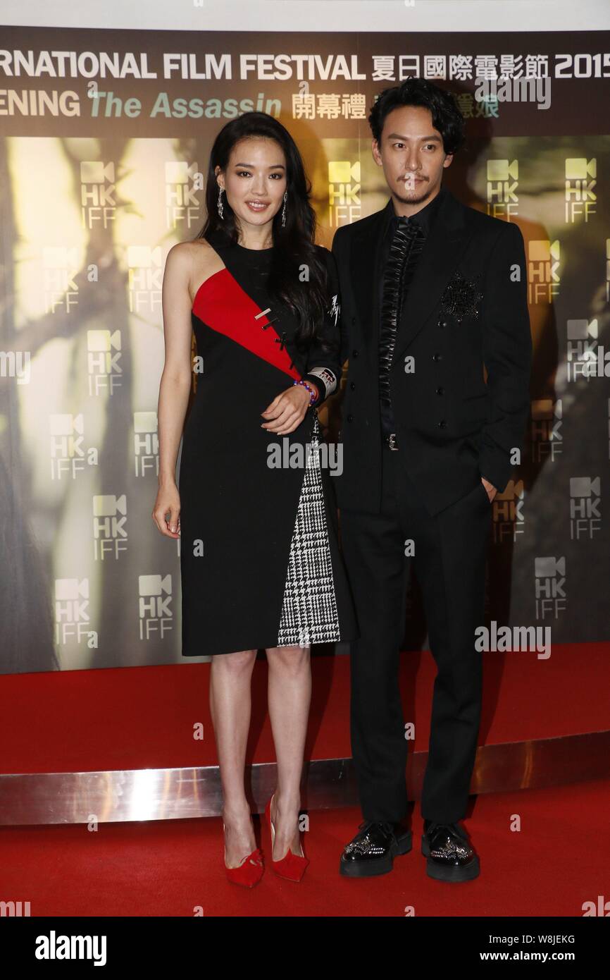 Taiwanese actress Shu Qi, left, and actor Chang Chen pose at a premiere ...