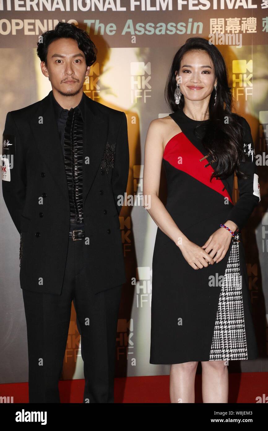 Taiwanese actress Shu Qi, right, and actor Chang Chen pose at a ...