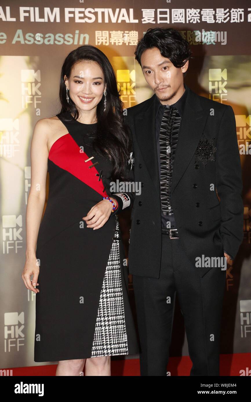 Taiwanese actress Shu Qi, left, and actor Chang Chen pose at a premiere ...