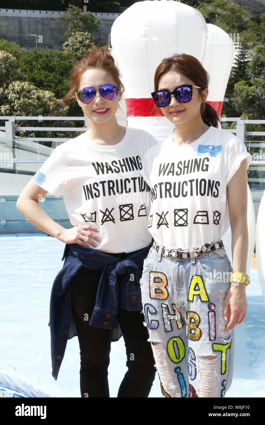 Singers and actresses Gillian Chung, left, and Charlene Choi of Hong ...