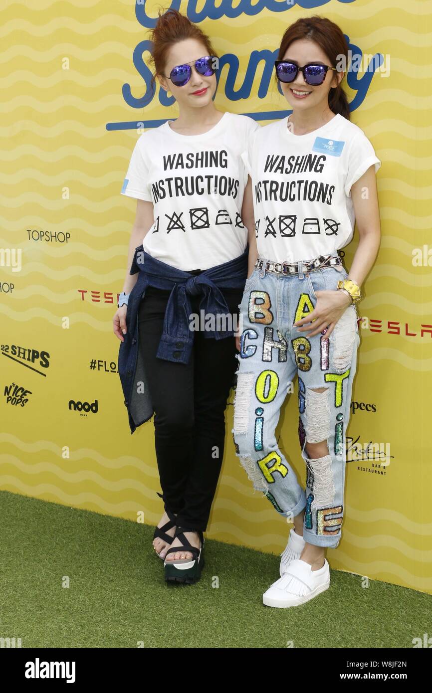 Singers and actresses Gillian Chung, left, and Charlene Choi of Hong ...