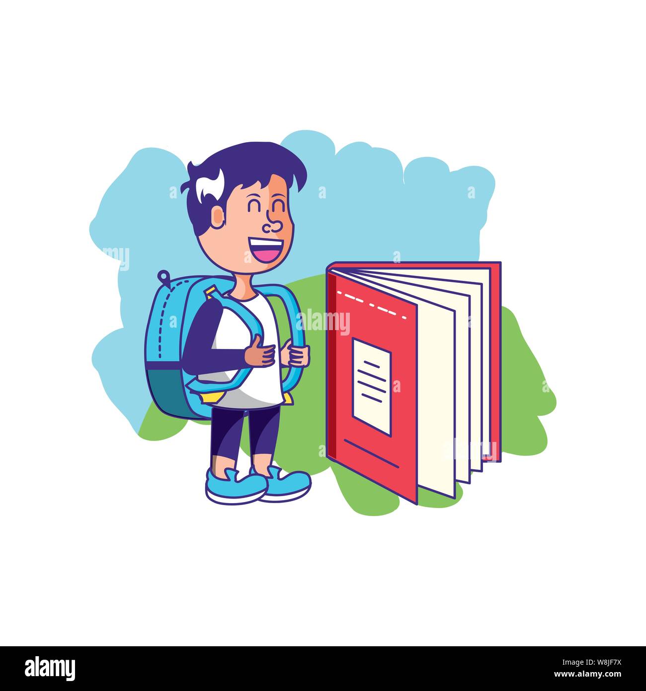 cute little student boy with book closed vector illustration design ...